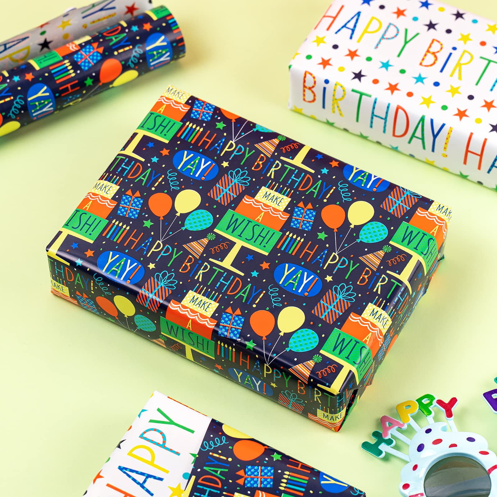 MAYPLUSS Christmas Reversible Wrapping Paper Jumbo Roll - 30 Inches x 100 Feet - Red Green Reindeer and Snowflakes