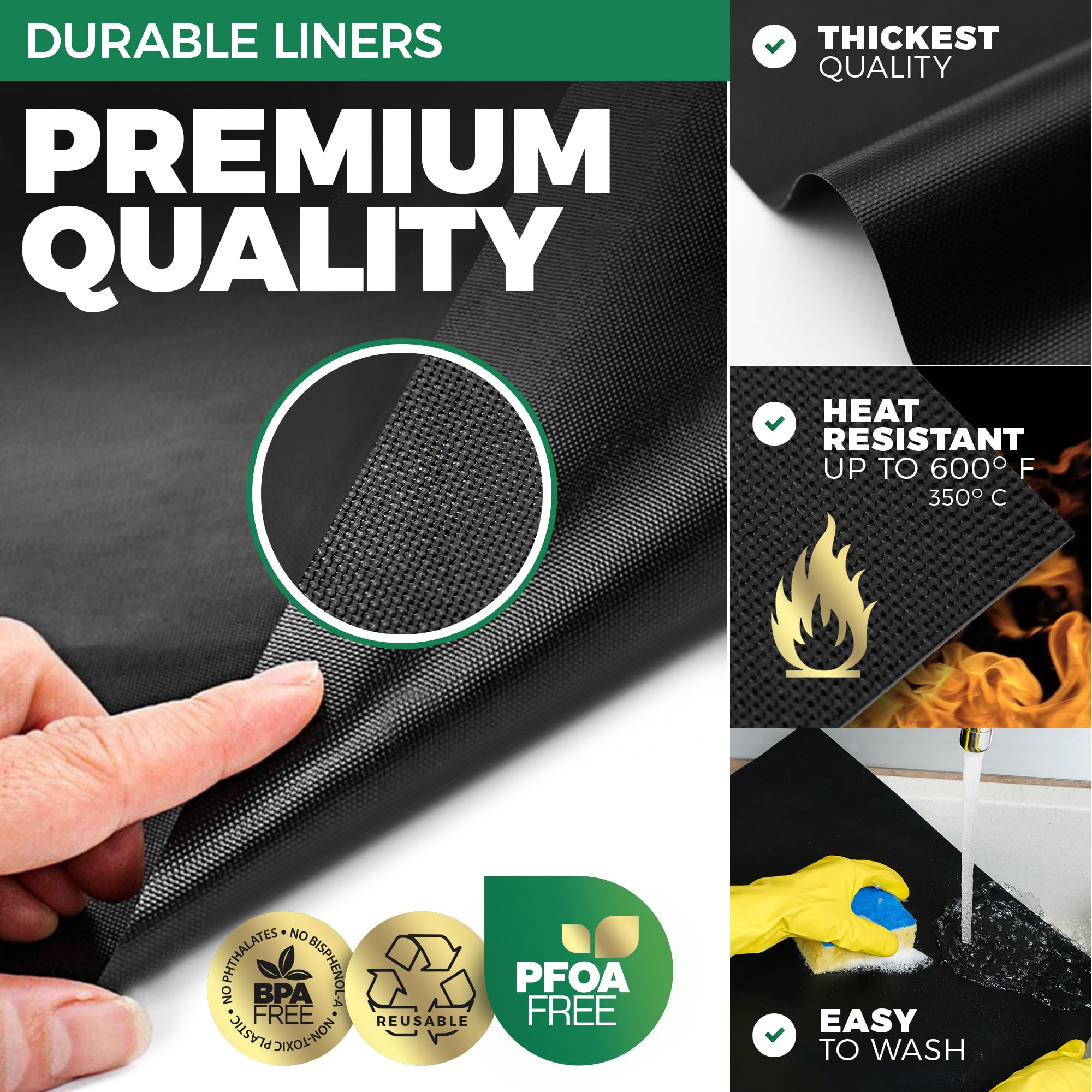 Oven Liners for Bottom Rack of Gas Electric Oven - 4X Large Nonstick Oven Liners - Heavy Duty Reusable Oven Floor Protector Liner - Oven Bottom Mat
