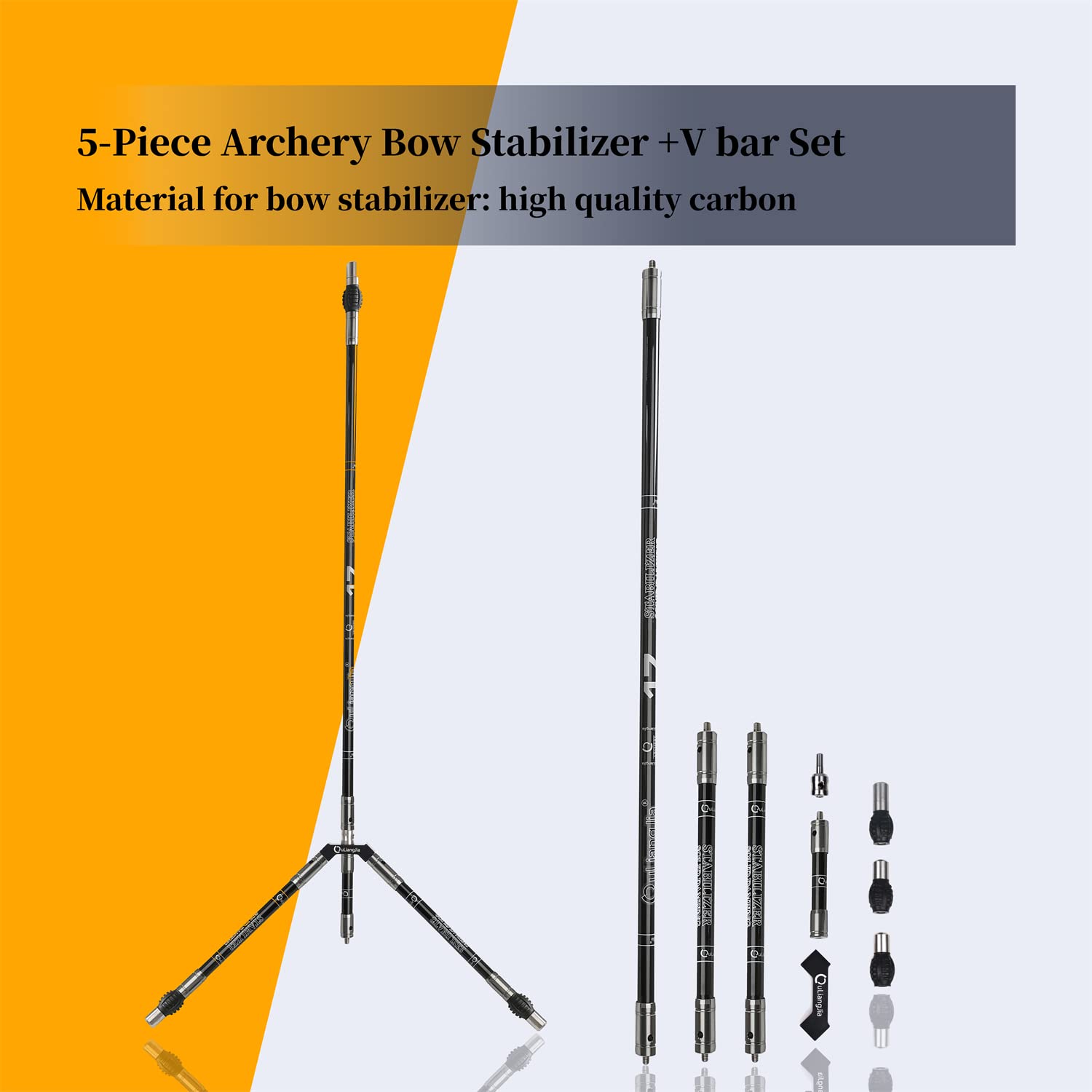 Perogen Archery Bow Stabilizer Set 30/15/5 inch for Recurve Bow Carbon Fiber Bow Stabilizer Extension Pole Rod Bow Stabilizer
