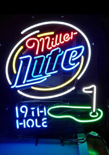 Queen Sense 20"x16" Millers Lite 19Th Hole Neon Sign Light Man Cave Bar Pub Beer Gift Neon Lamp A120ML19H