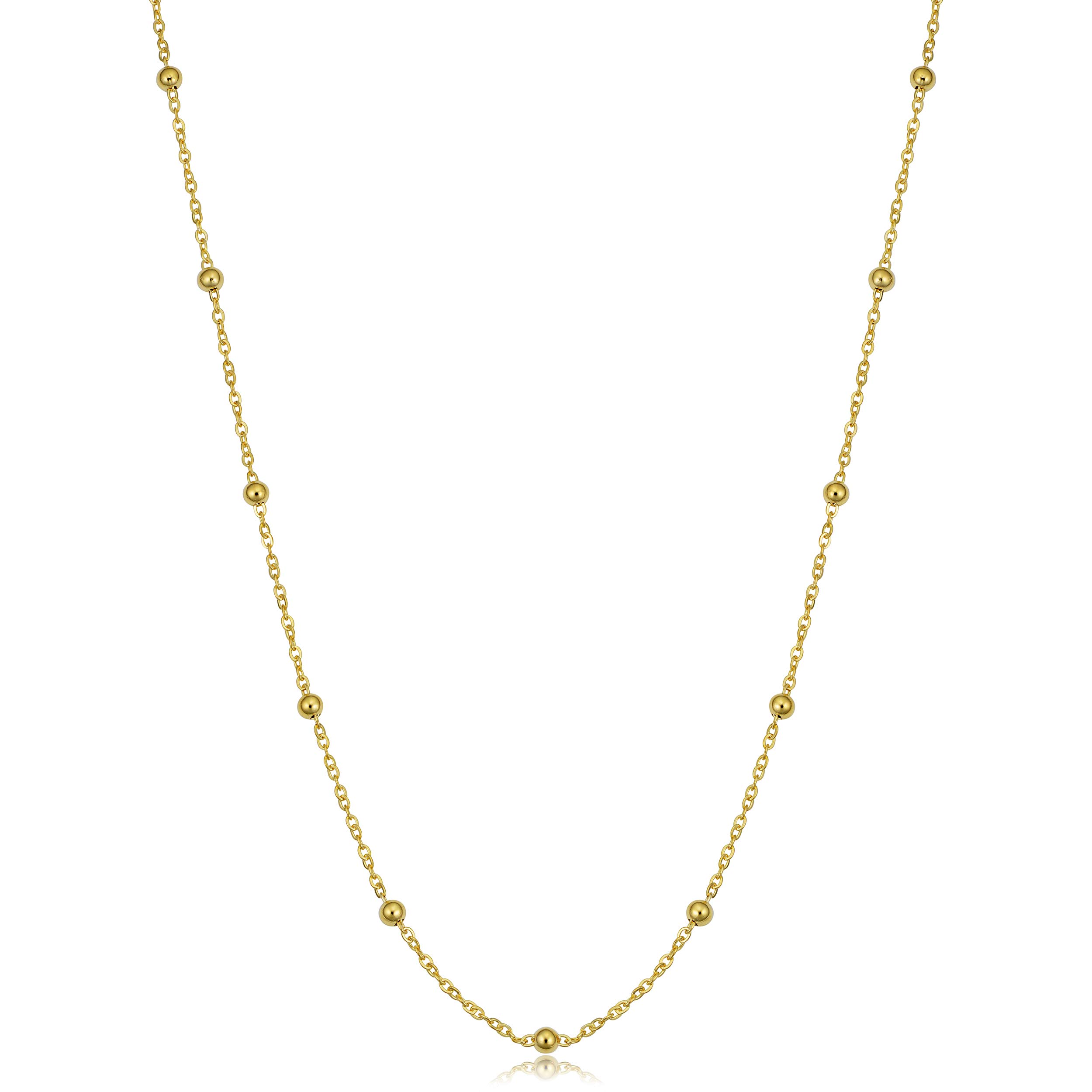 Kooljewelry 14k Yellow Gold Round Beads Station Necklace (24 inch)