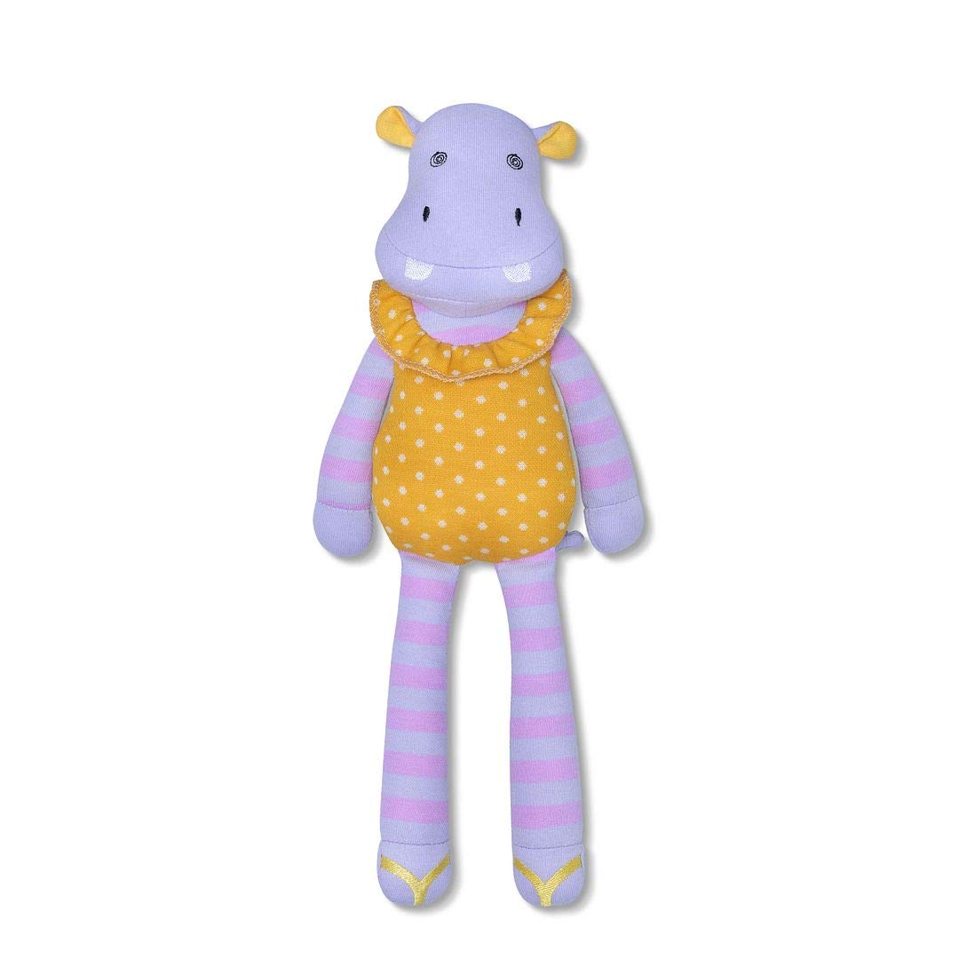 Organic Farm Buddies Apple Park Coco Hippo Plush Baby Toy for Newborns, Infants, Toddlers - Hypoallergenic, 100% Organic Cotton
