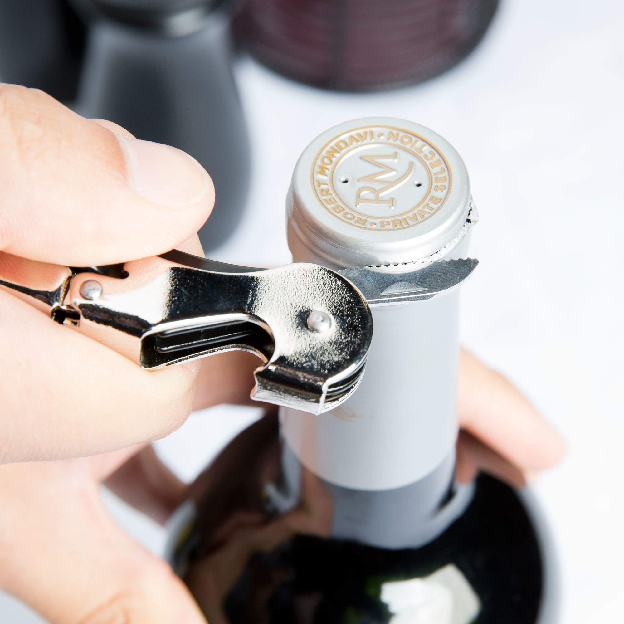 Pulltap's Double-Hinged Waiters Corkscrew, Wine Opener and Foil Cutter, Beer Bottle Opener, Turquoise