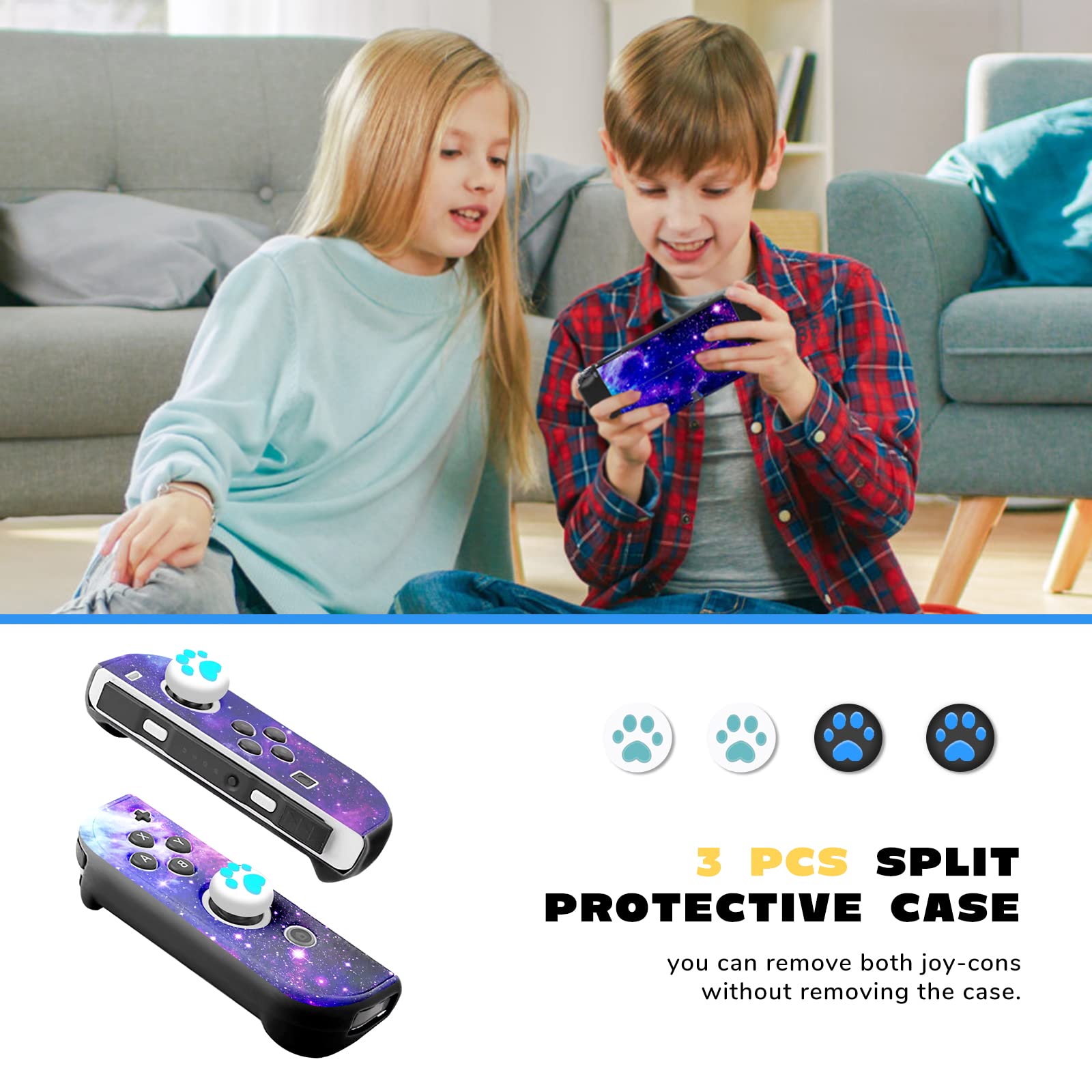 TCJJ Galaxy Carrying Case Set for Nintendo Switch OLED,Portable Travel Storage Case with Soft TPU Protective Cover Accessories Compatible with Nintendo Switch OLED