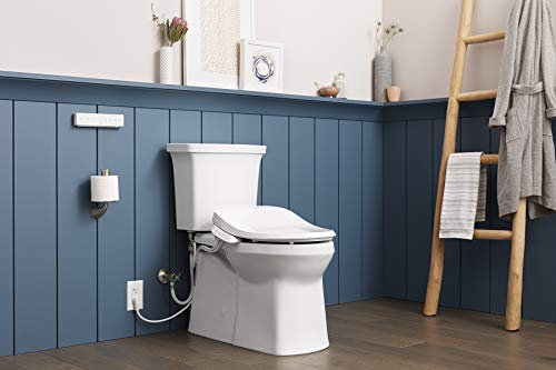 KOHLER 27142-CR-0 PureWash E700 Elongated Heated Bidet Toilet Seat with Remote Control, Bidet Warm Water, Adjustable Bidet Sprayer for Existing Toilets, White