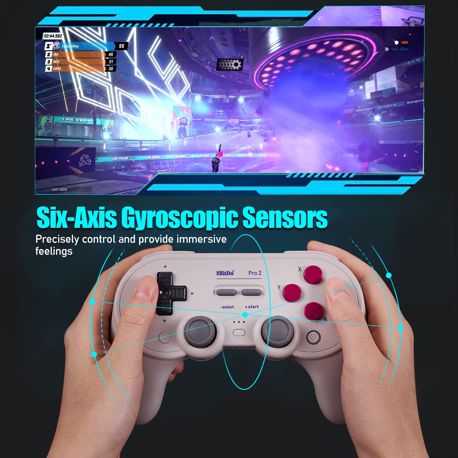 Nargos 8Bitdo Pro 2 Wireless Bluetooth Game Controller for Nintendo Switch, macOS, Android, Steam, PC, Raspberry Pi (G Edition)