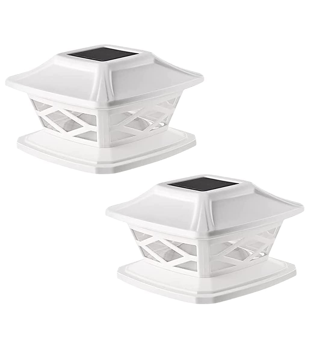 TWINSLUXES Solar Post Lights Outdoor 2 Modes Waterproof LED Solar Fence Cap Light for3.5x3.5 4x4 5x5 and 6x6 Post in Patio,Deck Walkway and Garden Decoration.(White 2 Pack)………