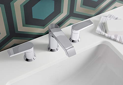KOHLER 97093-4-CP Hint Widespread Bathroom Faucet with Pop-Up Drain Assembly, 3 Hole 2-Handle Bathroom Sink Faucet, 1.2 gpm, Polished Chrome