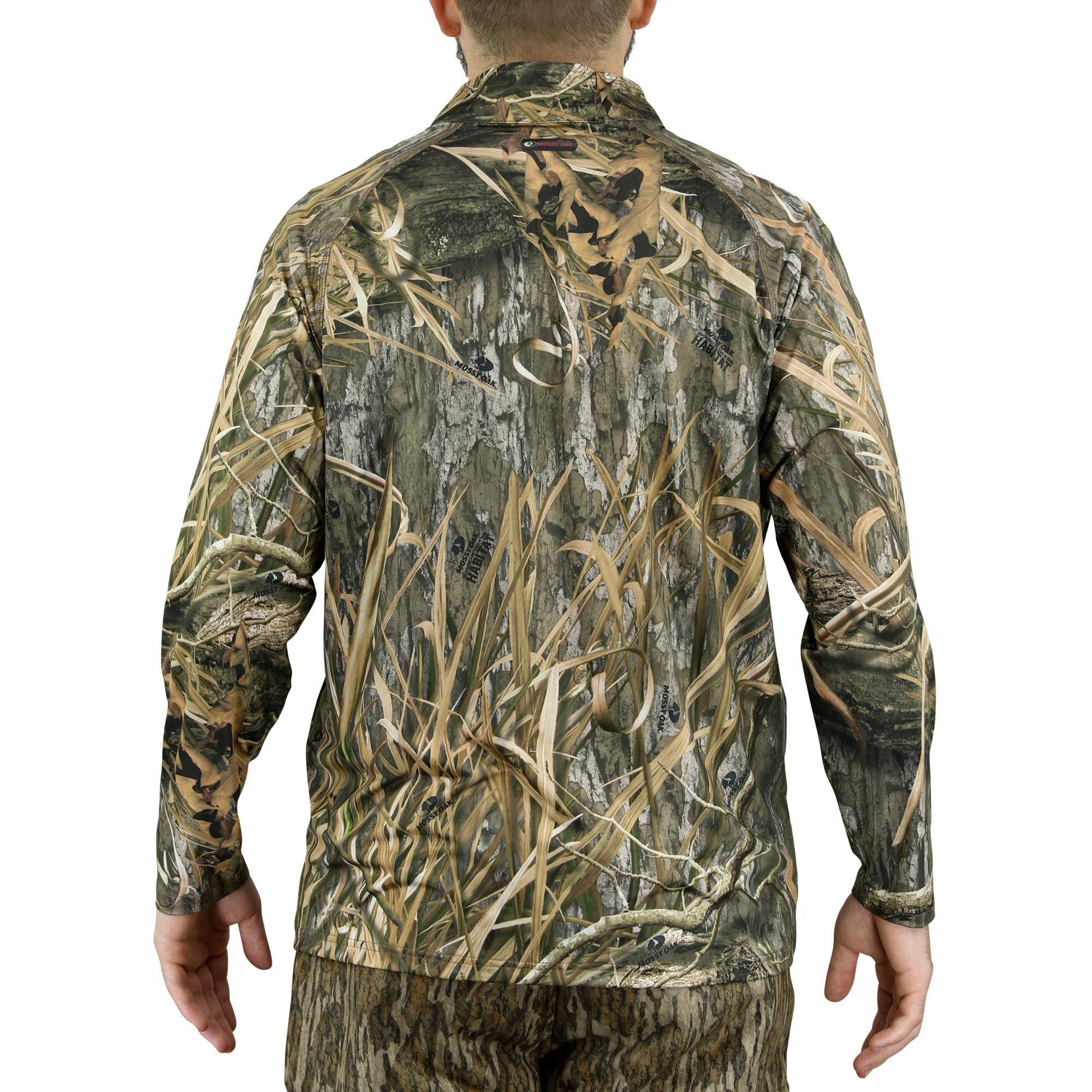 Mossy Oak mens Men Hunting Lightweight Quarter Zip Camo Shirt, Shadow Grass Habitat, XX-Large US