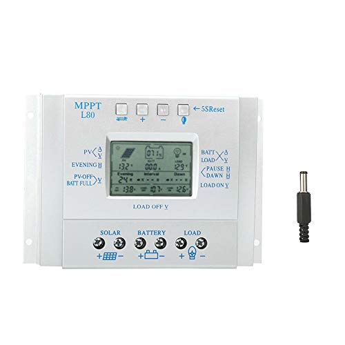 Ozgkee 80A LCD Display PWM Photovoltaic Solar MPPT Controller Regulador 12V/24V