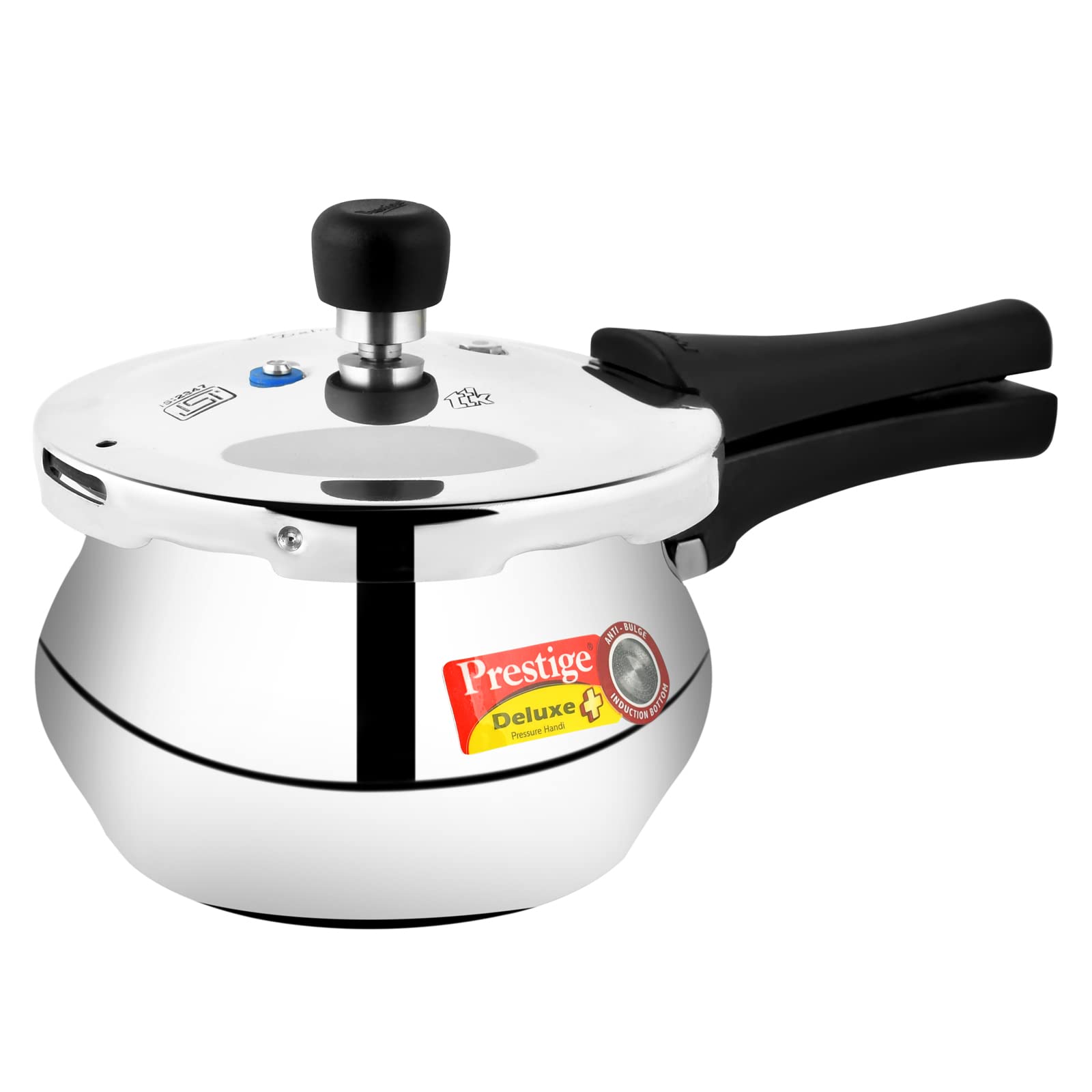 Prestige PRDAH2 Deluxe Plus 2-Liter New Flat Base Aluminum Pressure Handi for Gas and Induction Stove, 2-Liter, Small, Silver