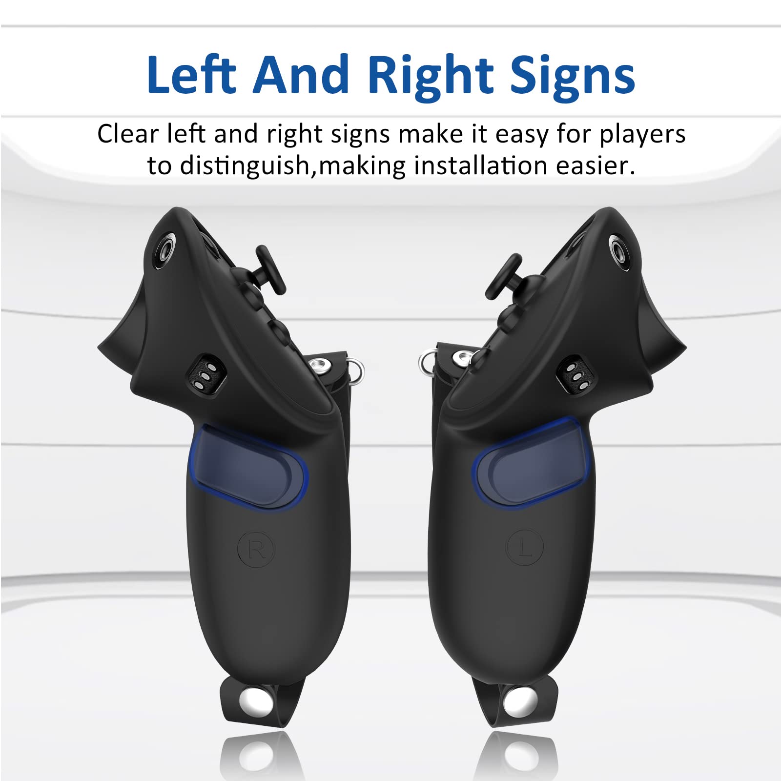 Vakdon Controller Grip Cover Compatible with Meta Quest Pro Accessories Anti-Throw Handle Protective Sleeve Silicone Cover with Adjustable Knuckle Straps (Black)