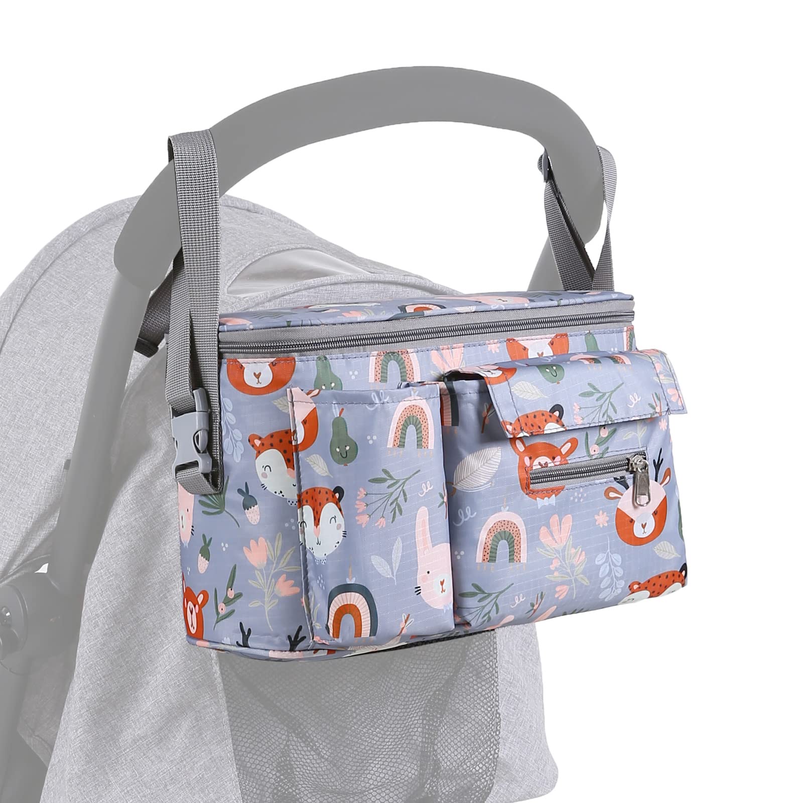 TRENDPLAY Diaper Bag Stroller Bag Diaper Organizer Caddy for Diapers, Can Be As Shoulder Bag, Adjustable Stroller Straps,Universal Fit Most Strollers, Animal