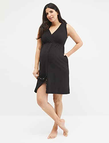 Motherhood Maternity Women's Maternity 3 in 1 Labor, Delivery, and Nursing Gown, Black, Medium