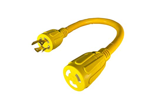 MARVINE CABLE Generator Cord Adapter from 20A Locking Male Connector (L14-20P) to 20A(L6-20R) Locking Female Connector STW12/3 1.5ft