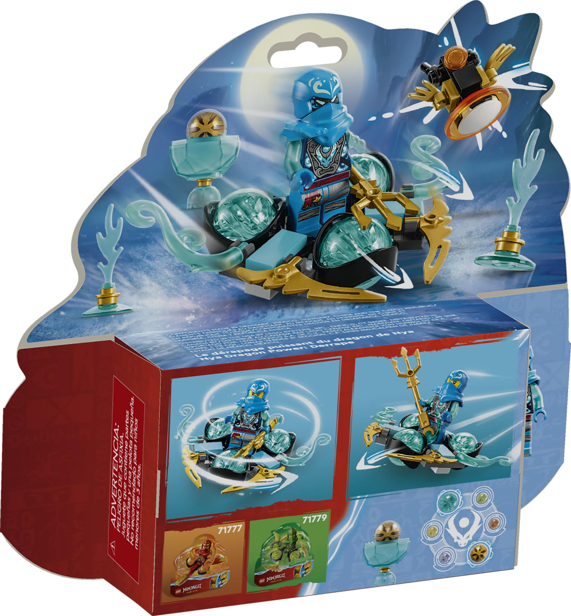 LEGO NINJAGO Nya’s Dragon Power Spinjitzu Drift 71778 Creative Blue Ninja Toy, Gift Idea for 6 Year Old Boys and Girls, Interactive Spinning Toys, includes Nya Minifigure