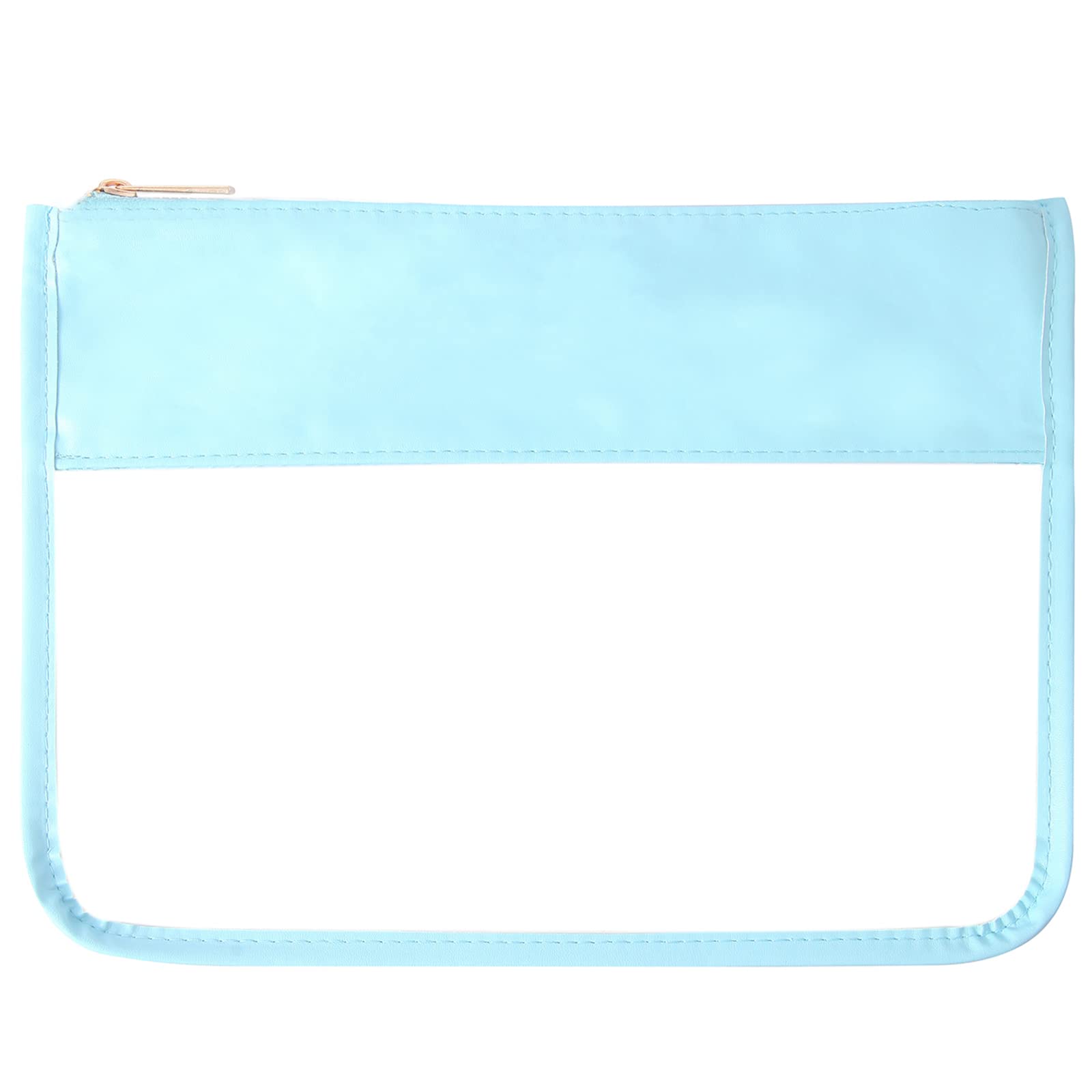 SUEBONI Makeup Bag Waterproof Leather Cosmetic Bag Toiletry Bag,DIY Chenille Letter Bag Nvlon Clear Travel Makeup Bag for Women Girls (Blue)