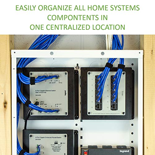 Legrand - OnQ 28 Inch Media Enclosure, 20 Gauge Media Box, Cable Wall Cover with 2.5 Inch Openings to Pull Wires Through, Recessed Media Box Includes Cover Mounting Hardware, White, EN2800