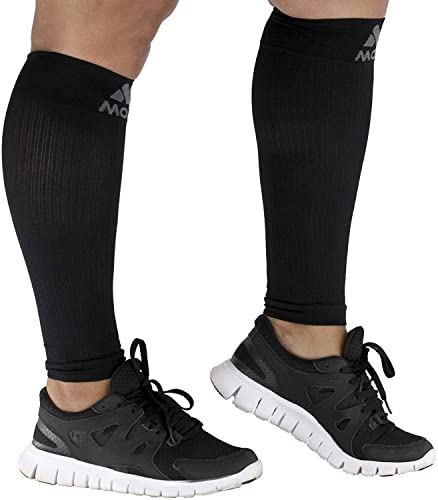 Mojo - Compression Socks Footless for Women and Men 20-30mmHg - Big and Tall Medical Leg Compression Sleeve for Flying, Nurses, Travel Circulation - Black, 3X-Large - A604