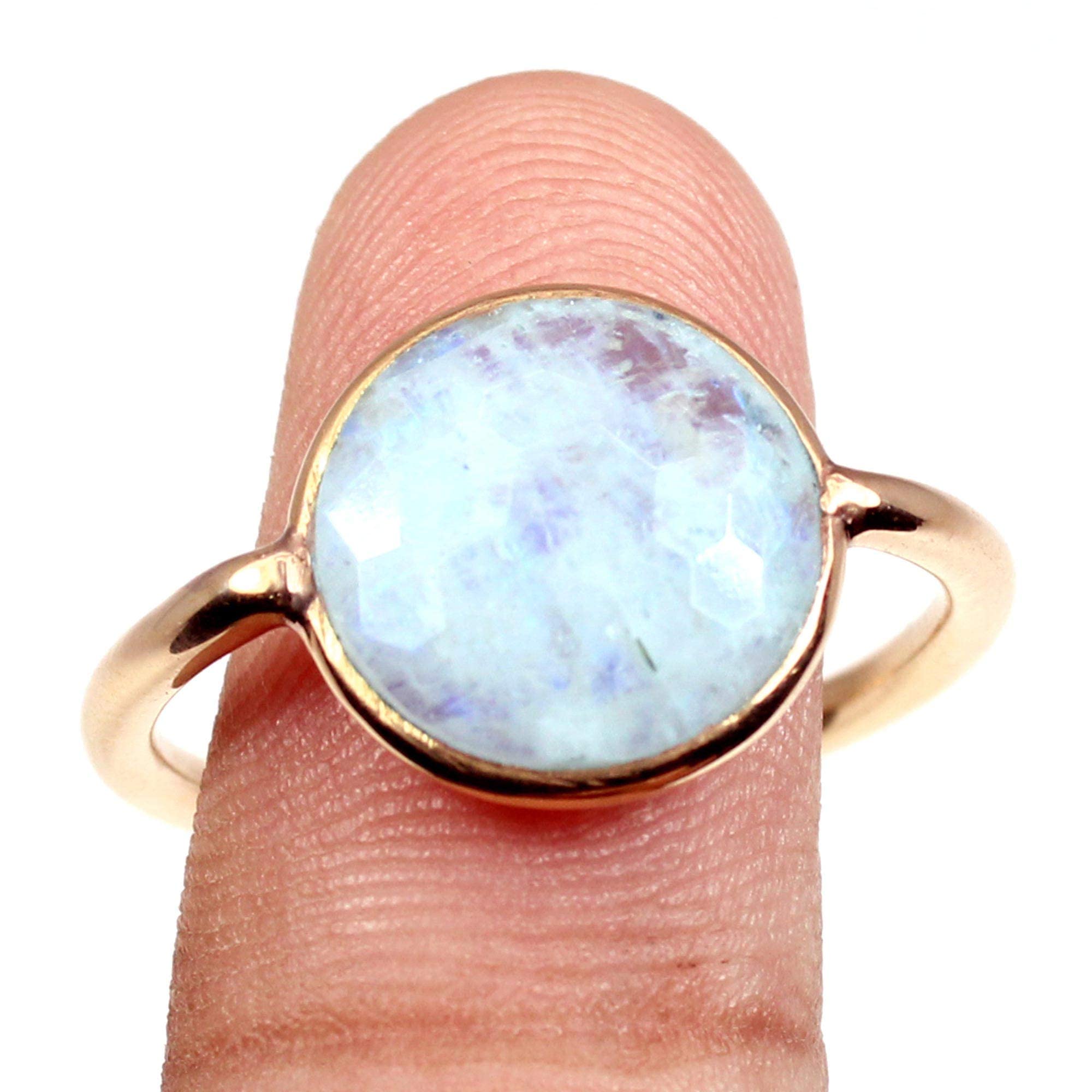Moonstone Gold Plated 925 sterling silver Wholesale Gemstone Round Ring (6.5)