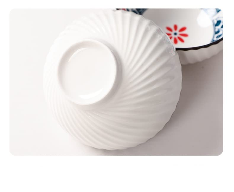 RYUHYF ceramic bowl, Japanese rice bowl, with gift box. 10 oz thick blue and white porcelain bowl, kitchen cereal bowl, dessert bowl (Two bowls set)