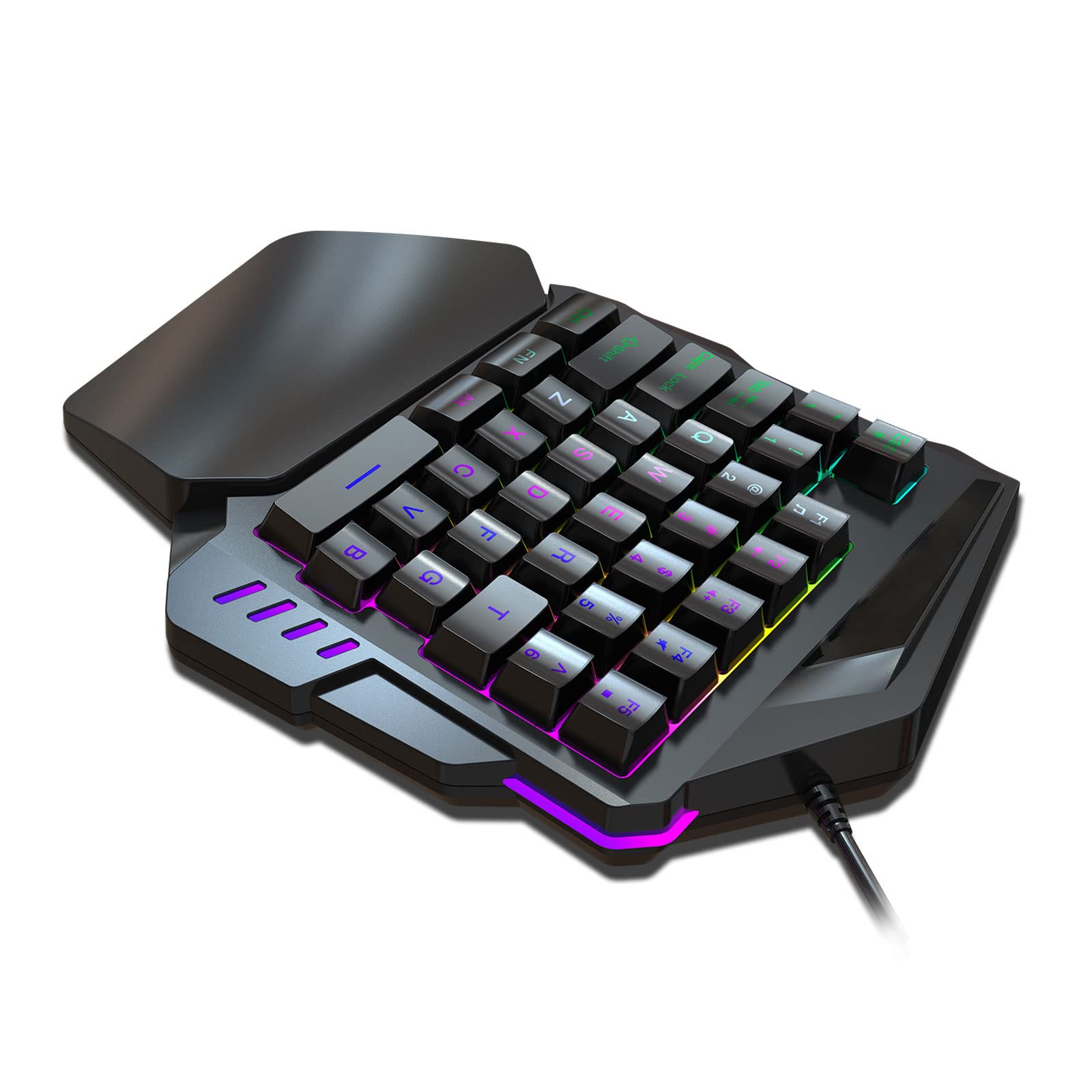 ViewHope 1 Handed RGB Mechanical Gaming Keyboard, Gaming Keypad, RGB Backlit 35 Keys Portable Mini Gaming Keypad,Customizable RGB Lighting, Classic Black