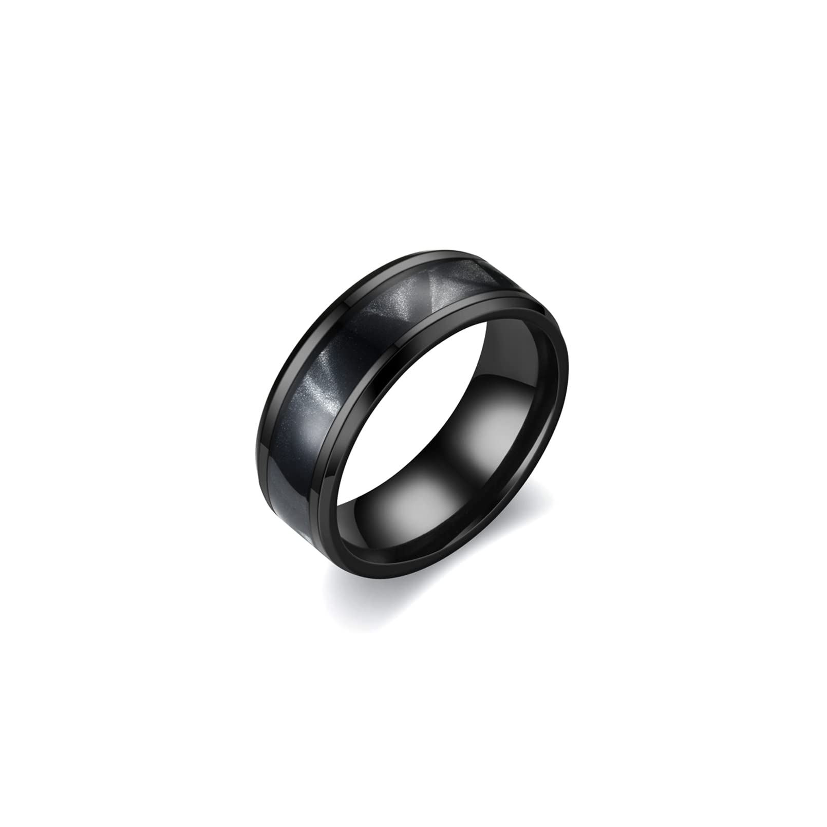 Nsitbbuery Hip Hop Jewelry Black Shell Band Ring(Black(11))