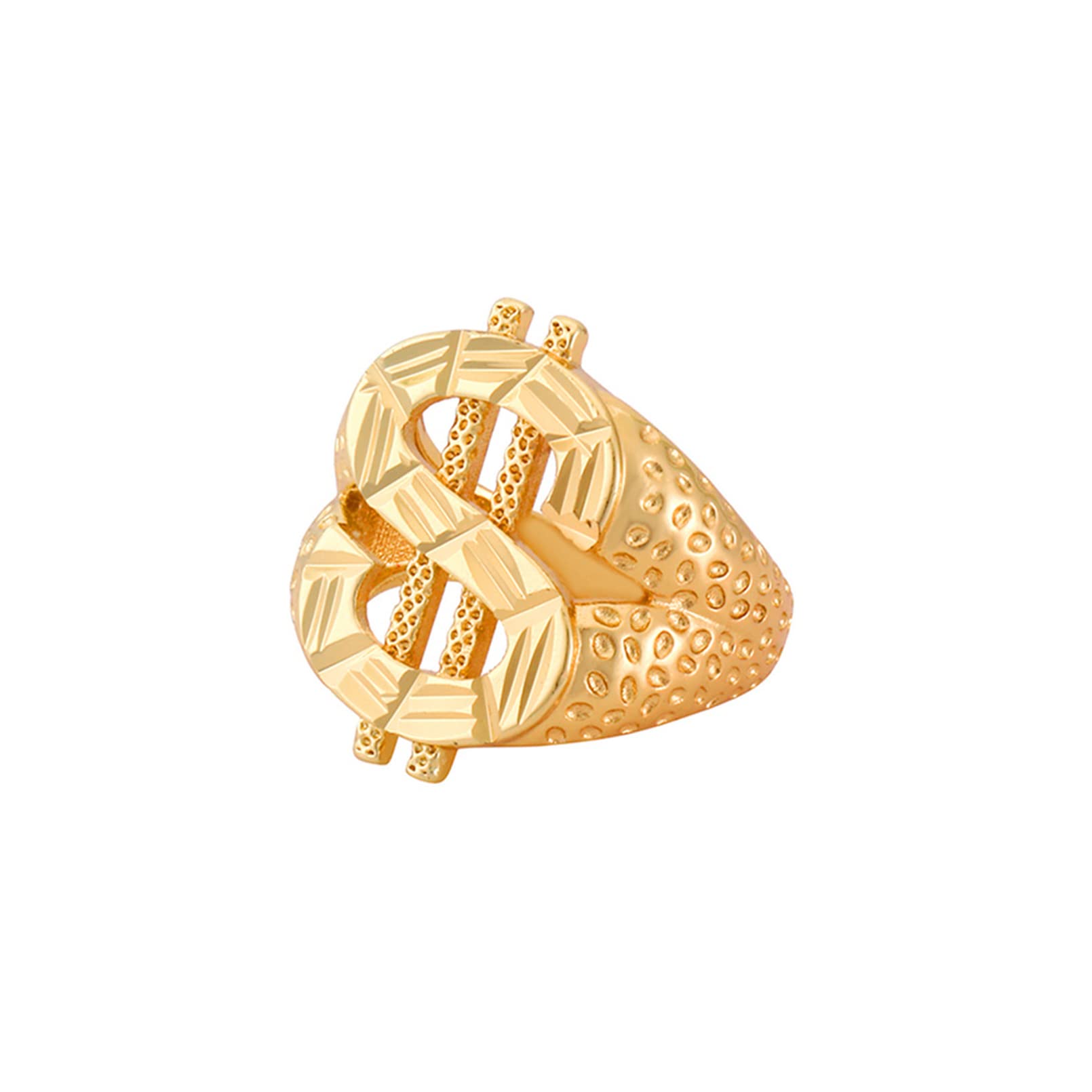 Nsitbbuery Hip Hop Jewelry 18K Gold Plated Adjustable Ring Dollar Sign Ring(Gold)