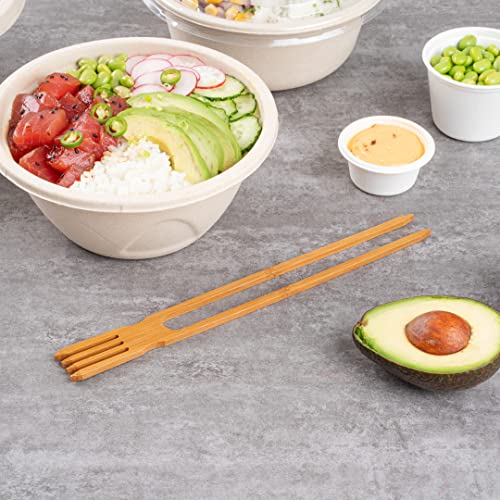 Restaurantware 10 Inch All-In-One Chopsticks With Fork 100 Multi-Functional Chopstick Utensil Combo - Durable Sustainable Bamboo Fork Chopsticks For Home Travel Or Take Out