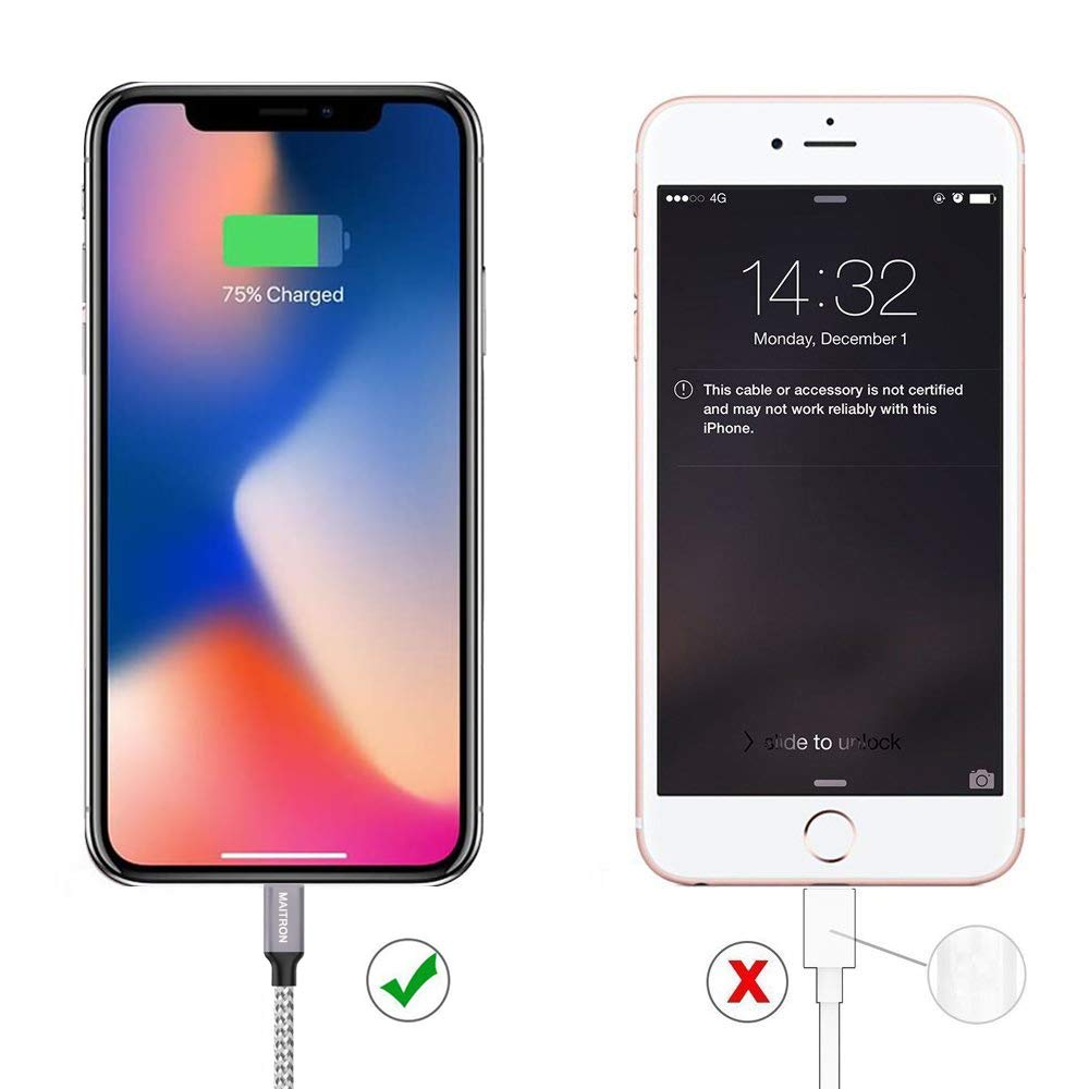 Maitron iPhone Charger, Lightning Cable 3PACK 6FT Nylon Braided USB Charging Cable High Speed Connector Data Sync Transfer Cord Compatible with iPhone 13/12/11/Xs Max/X/8/7/Plus/6S/6/SE/5S iPad