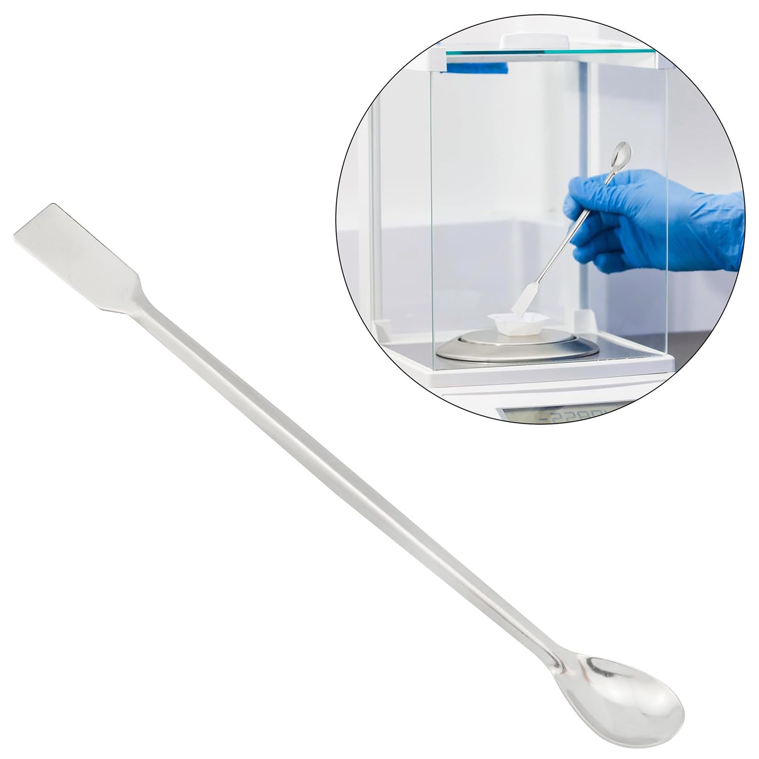 ZZLZX 10PCS Stainless Steel Trace Medicine Spoon Scraper Set Long Reagent Sampling Spoon Lab Mini Spatula Suitable for Deep Mouth Bottles Jars Extractable Materials