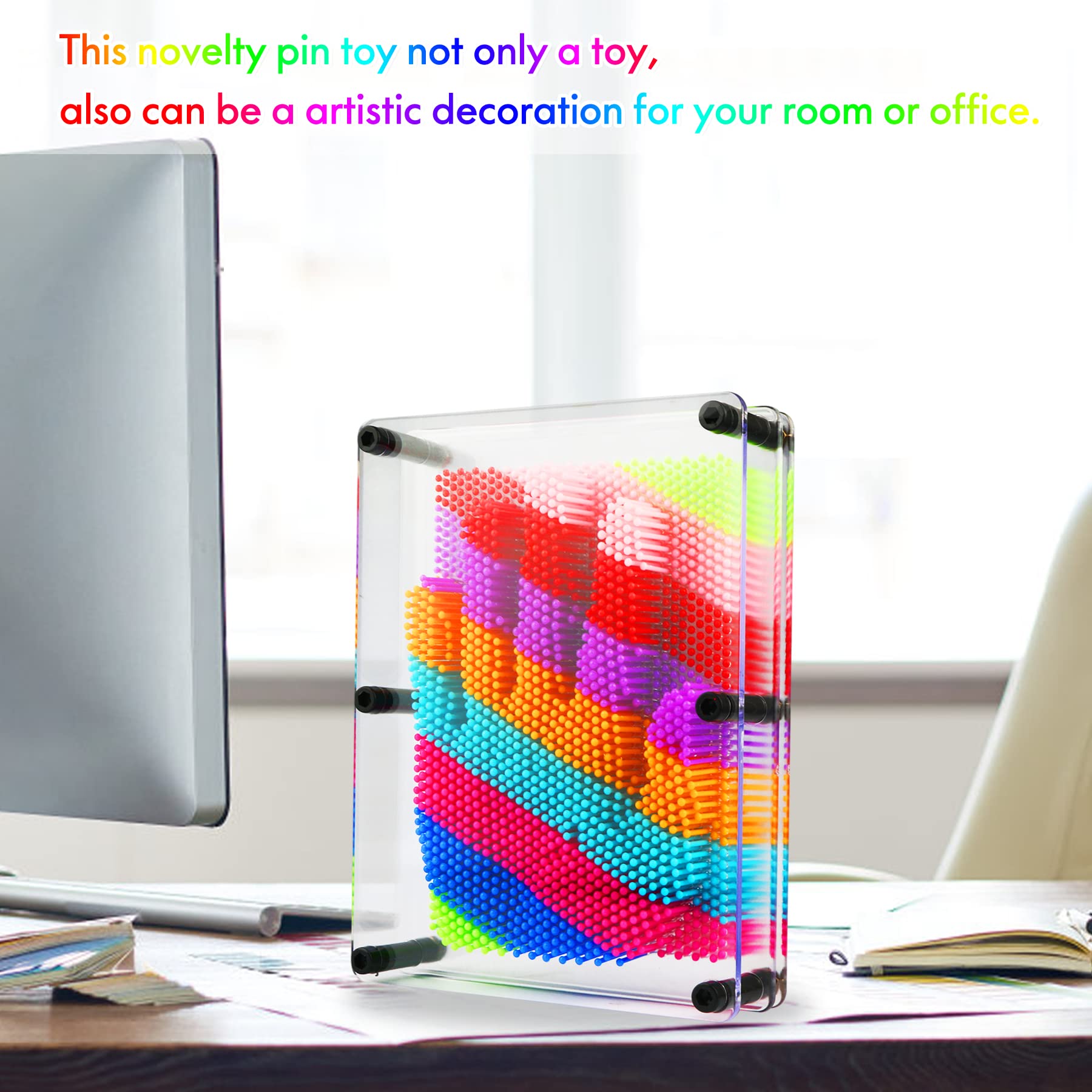 RLINGX 3D Pin Art Toy, Large Size 6” X 8”Unique 3D Pin Art Board for Kids & Adults (Red)