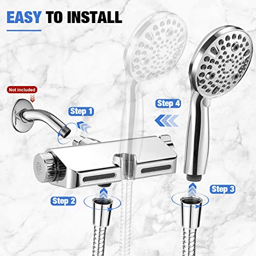 Surpzon Filtered Shower Head with Handheld Combo,Dual 2-in-1 Spa System with Massage and 9 Spray Settings Shower Head,High Pressure ,Buit in Power Wash Mode (Chrome)