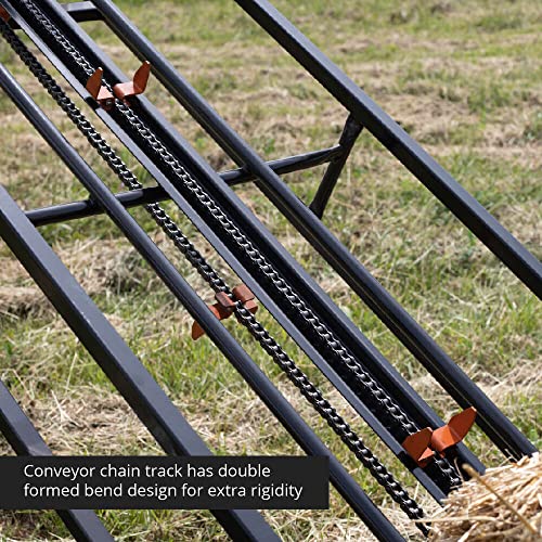 Titan Attachments Chain Drive 16ft Square Hay Bale Elevator Base Unit with 3/4 HP Motor, Black, Hay Harvesting Agricultural Equipment