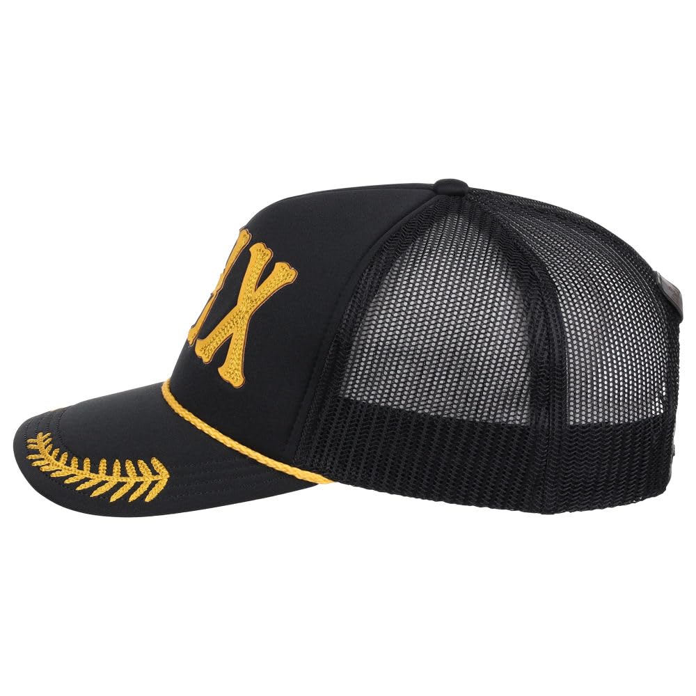 Local Crowns Arizona Heather Leather State Patch Curved Trucker Flag Adjustable Heather-Gray, White, and Brown Snapback Cap