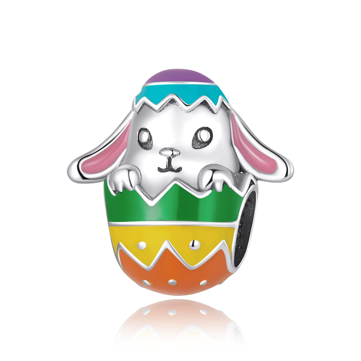Rabbit Easter Egg Charm 925 Sterling Silver Charm Fits For Pandora Bracelet, European Charms Bracelet