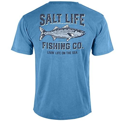 Salt Life Life On The Sea Short Sleeve Classic Fit Shirt, Atlantic Blue, XX-Large