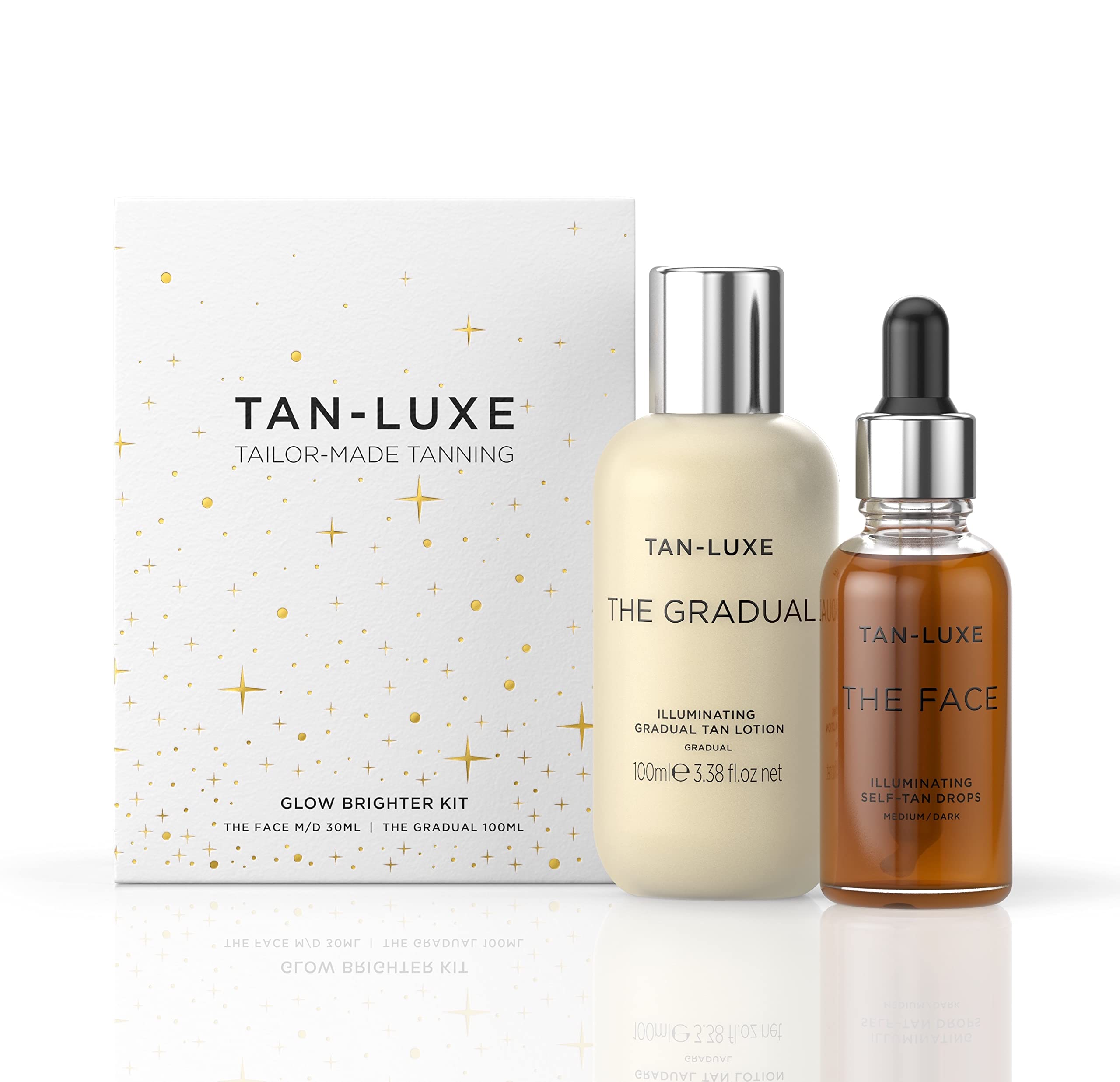TAN-LUXE Glow Brighter Kit - Illuminating Gradual Tan Lotion and Self-Tan Drops - Light/Medium - Cruelty Free & Vegan