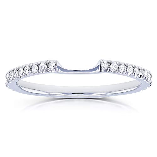 Kobelli Notched Diamond Wedding Band 1/8 Carats (ctw) in 14k White Gold, Size 7, White Gold