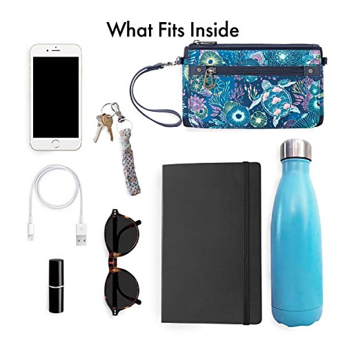 Sakroots Womens Canvas, & Foldover Crossbody Bag in Cotton Canvas Multifunctional Purse with Adjustable Strap Zipper Pocket, Navy Butterfly Bloom, Navy Butterfly Bloom US
