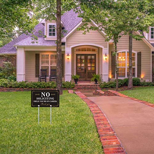 Uflashmi No Soliciting Sign for House Yard, No Soliciting Signs for Home with Stake, 13X7.87 inch