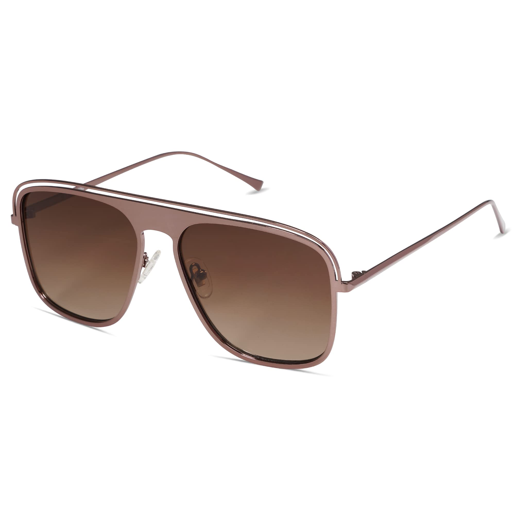 SOJOS Y2K Aviator Sunglasses for Women Men Vintage Metal Shades,Brown