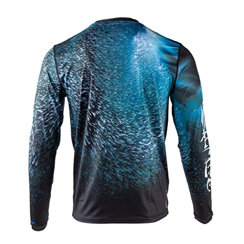 Salt Life Mens Hole in The Wall SLX Long Sleeve Classic Fit Shirt, Black, Medium