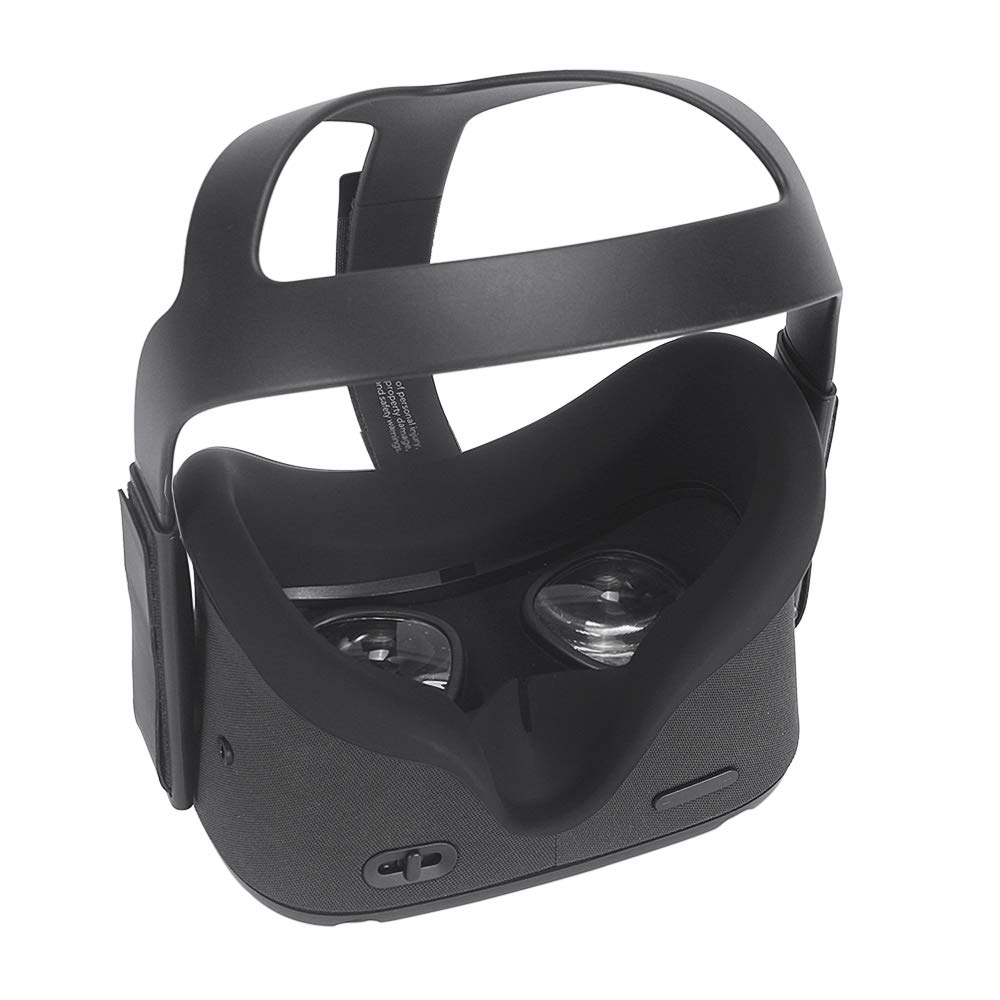 MASiKEN Silicone Face Mask + Touch Controller Skin Cover for Oculus Quest, Premium Face Pad Face Cushion Cover Sweatproof Lightproof (Black)
