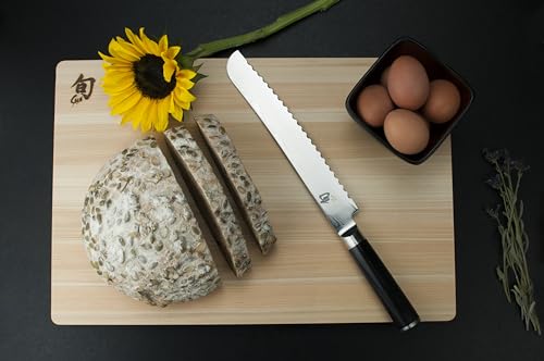 Shun Cutlery Classic Bread Knife 9”, Long Serrations Glide Through Bread, Ideal for Cakes and Pastries, Authentic, Handcrafted, Japanese Serrated Kitchen Knife,Silver