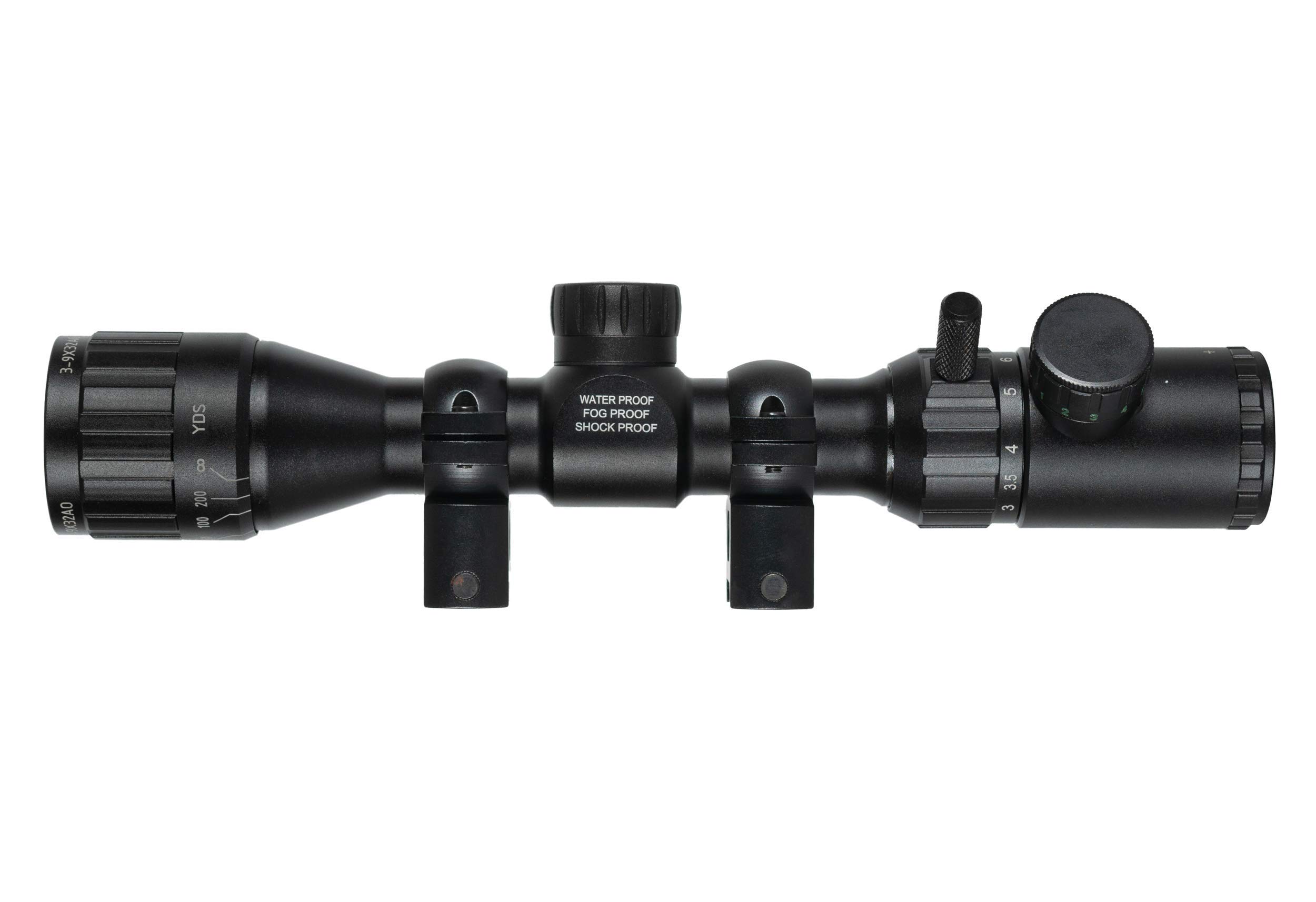 Monstrum 3-9x32 AO Rifle Scope with Illuminated Range Finder Reticle and Parallax Adjustment | Black