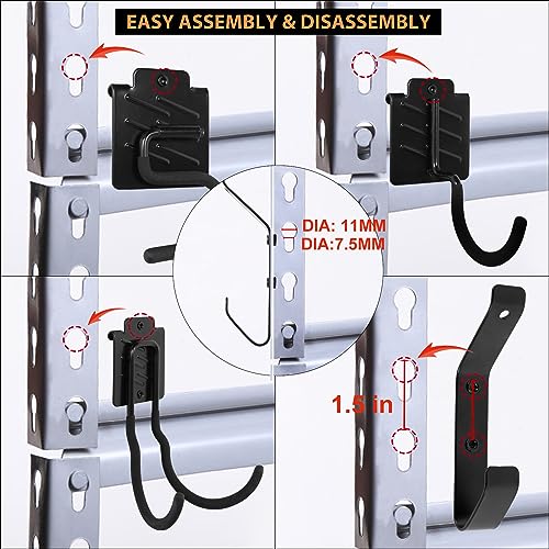 Wallmaster Shelving Hook Organizer Kit,7 Pcs Adjustable Boltless Steel Storage Hanging Accessories for Rack,Garage Tool System Heavy Duty for Ropes,Utility,Bulk Items and More Equipment