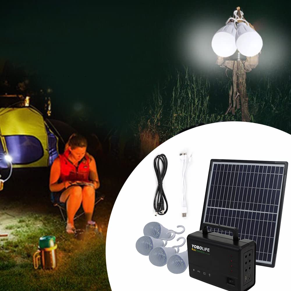 Solar Generator Lighting System 200W Portable Power Station Portable Solar Panel Kit Small Basic Portable Generator Kit Emergency Power Supplies for Home & Outdoor Camping
