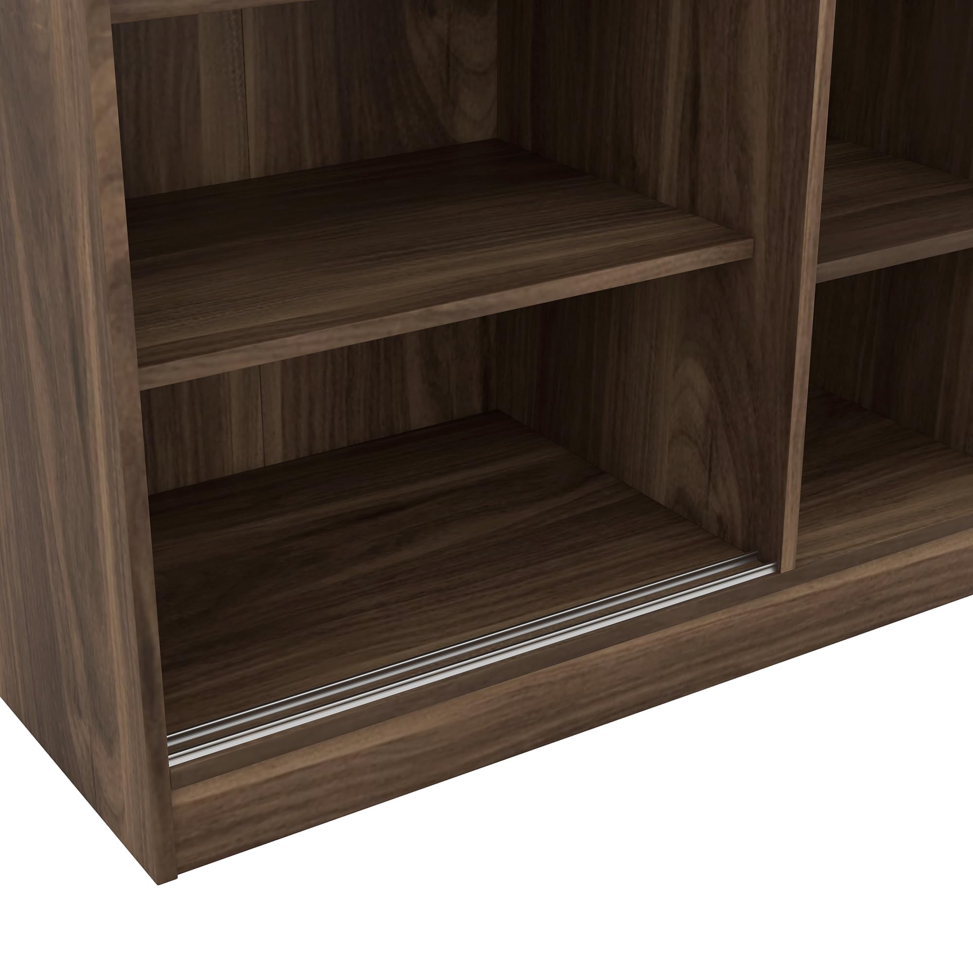 Lifeand Modern 3-Door Shutter Wardrobe with Shelves and Hanging Area, Spacious and Organized Closet Bedroom Armoires, Walnut