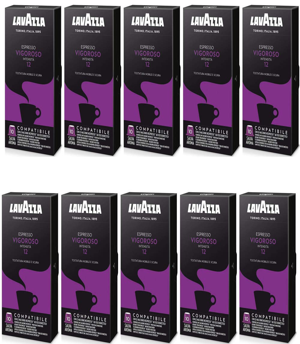 Lavazza Espresso "Vigoroso" - Vigorous Coffee Nespresso Compatible 100 Capsules Pack